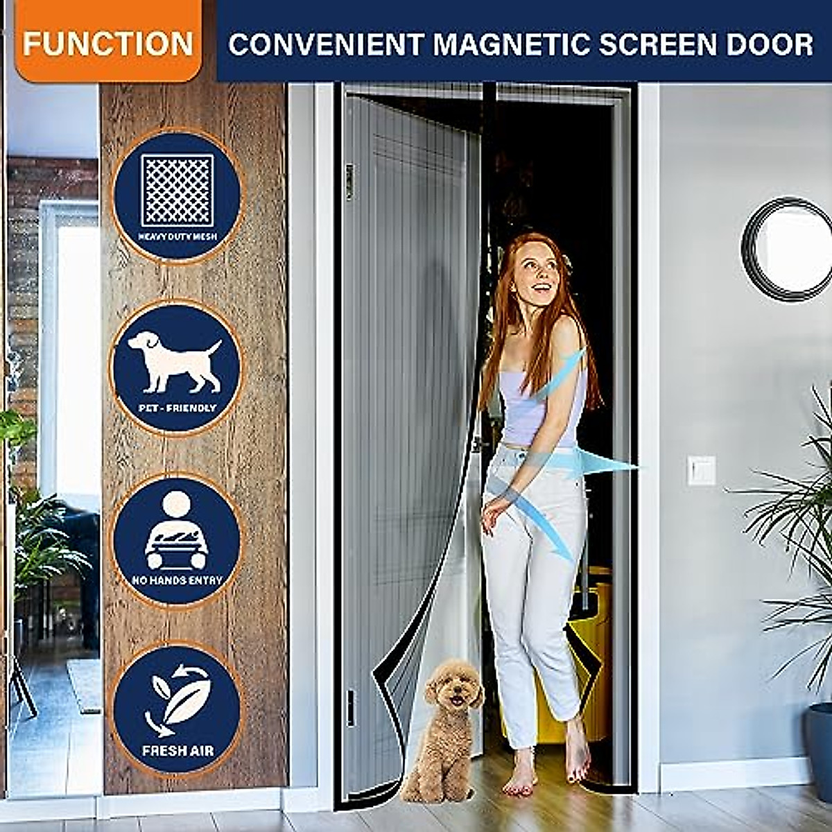 Magnetic Screen Door, Keep Bugs Out, Pet & Kid Friendly，Works with Front Doors, Sliding Doors,Fit Door Size 38 x 80 Inches