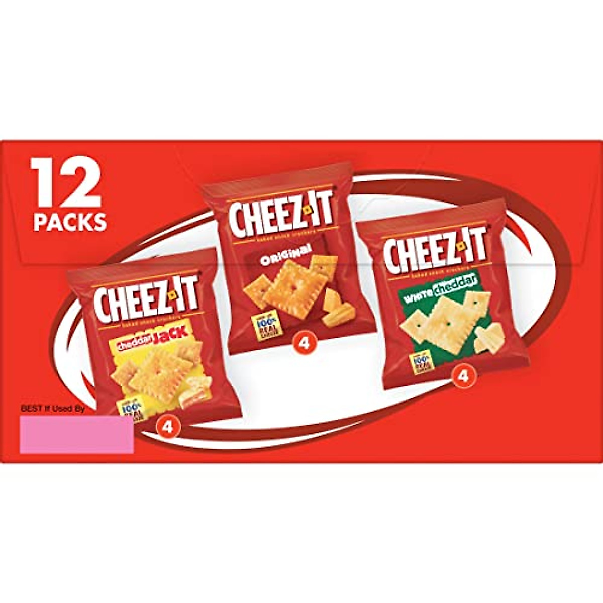 Cheez-It Cheese Crackers, Baked Snack Crackers, Lunch Snacks, Variety Pack, 12.1oz Box (12 Packs)
