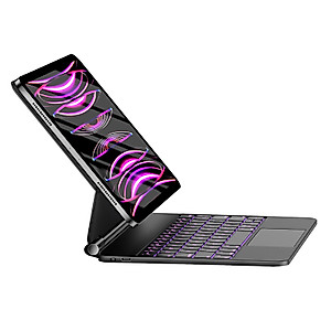 HOU Keyboard Case for iPad Air 11 inch 2024 (M2)&iPad Pro 11 Inch (4th/3rd/2nd/1st) Gen 2022,iPad Air 5th&4th Generation Case with Keyboard,Magic-Stand, Multi-Touch Trackpad,7 Colors Backlight,Black