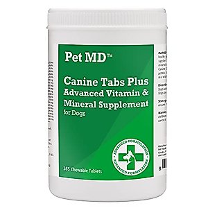 Pet MD - Canine Tabs Plus 365 Count - Advanced Multivitamins for Dogs - Natural Daily Vitamin and Mineral Nutritional Supplement - Liver Flavored Chewable Tablets