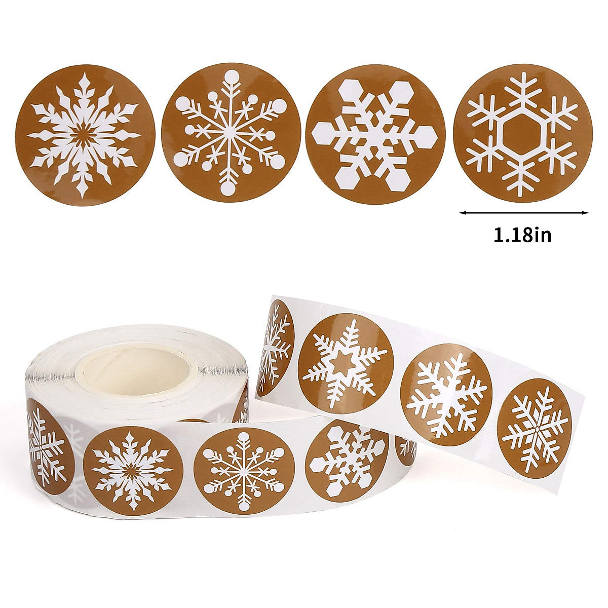CCINEE Snowflake Stickers,Self Adhesive Snow Round Stickers for Christmas Label and Wrapping Supply,500PCS