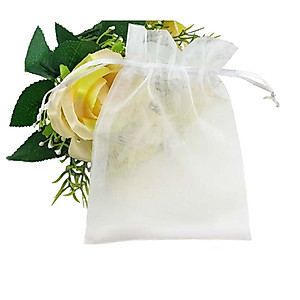SumDirect White Sheer Organza Bags - 50Pcs 4x6 inches Organza Gift Bags with Drawstring, Organza Jewelry Pouches for Wedding Party Christmas Favor