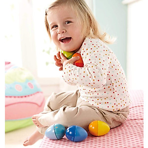 HABA Musical Eggs - 5 Wooden Eggs with Acoustic Sounds, Made in Germany, Kids Musical Instruments, Montessori Toys, Learning Toys & Music Play 2 yrs+