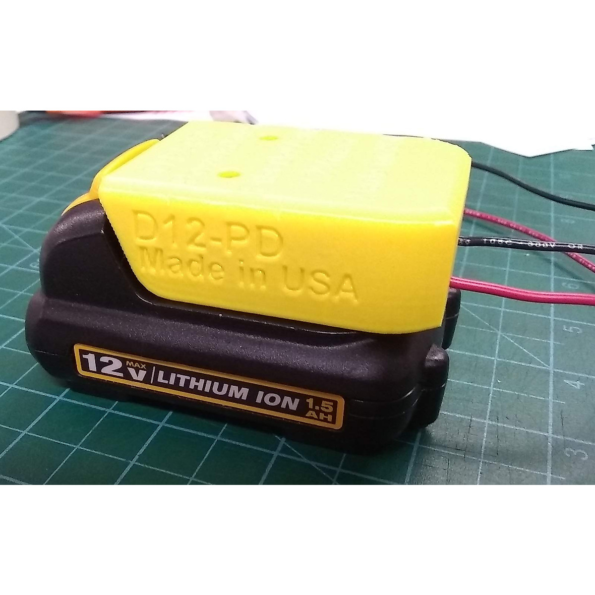 Made by Mitchell D12 Power Dock for DeWalt 12V DCB12x Battery, Wired 14AWG, PN# D12-14