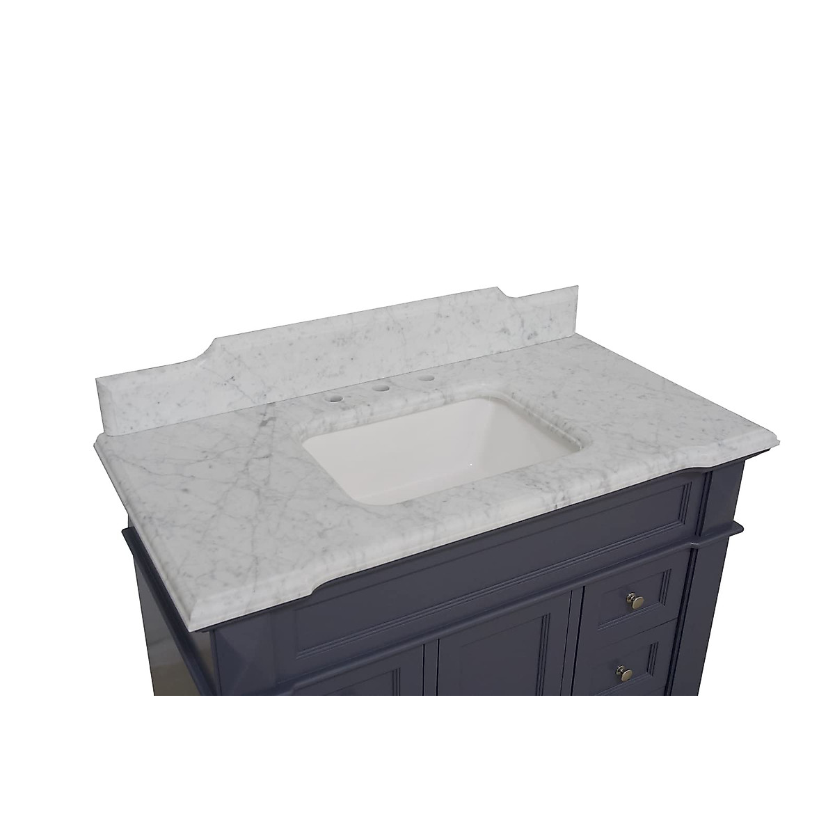 Elizabeth 42-inch Bathroom Vanity (Carrara/Royal Blue): Includes Royal Blue Cabinet with Authentic Italian Carrara Marble Countertop and White Ceramic Sink