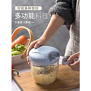 PFKXQBXC Multi-functional chopper drawstring hand blender household minced garlic puree supplement 900ml (mint green), Sun-19