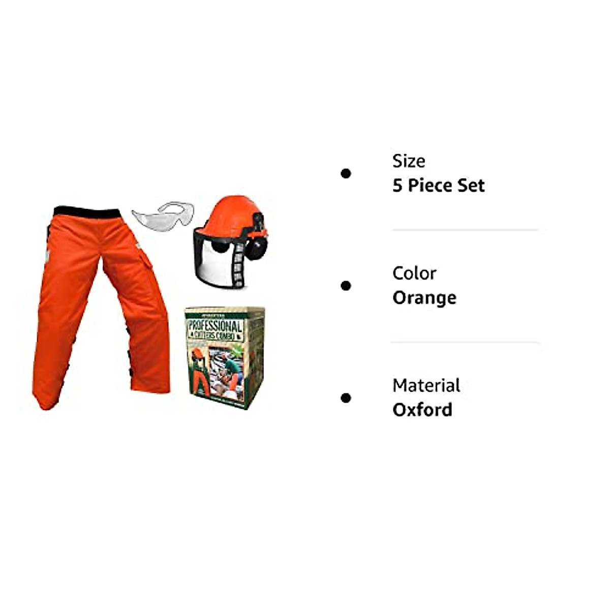 Forester Protective Clothing - OEM Forestry Cutter Combo Kit Apron Chaps Helmet Face Shield Ear Muffs Safety Glasses Arborist Equipment Chainsaw Pants Logging Tools Helmet Accessories Orange