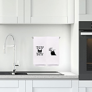 NEGIGA Cat Kitchen Towels 16x24 Set of 4, Black Cat Gifts, Cat Hand Towel, Cat Towels for Cat Lovers, Cat Dish Towel, Gifts for Cat Lovers, Cat Dad Gifts, Cat Mom Gifts, Cat Lady Gifts