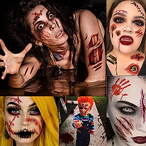 ROSSENZURA Halloween Zombie Makeup, 24 sheets Zombie Tattoos, Zombie Makeup Kit, Halloween Makeup Kit for Women Men Halloween Party Cosplay