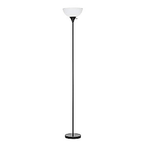Amazon Brand – Ravenna Home Traditional Metal Torchiere Floor Lamp, LED Bulb Included, 71"H, Black