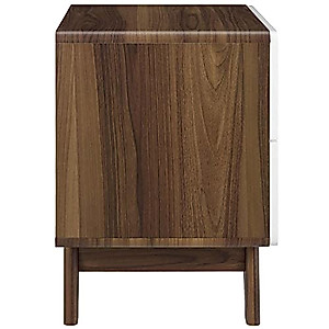 Modway Origin Contemporary Mid-Century Modern 2-Drawer Bedroom Nightstand in Walnut White
