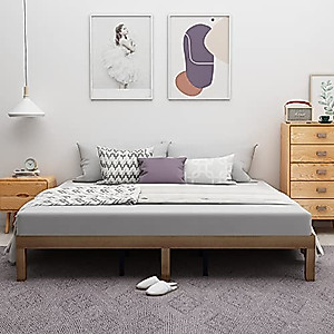 HomSof King Size Solid Wood Platform Bed, No Box Spring Needed, Strong Wood Slat Support, Easy Assembly
