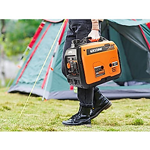 GENMAX Portable Inverter Generator，3300W Ultra-Quiet Gas Engine, EPA Compliant, Eco-Mode Feature, Ultra Lightweight for Backup Home Use & Camping (GM3300i)