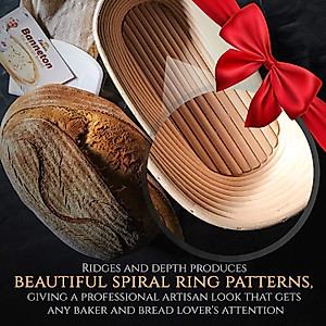 Bread Bosses Oval Bread Banneton Proofing Basket - 10 Inch Baskets and Bread Bakers Lame Slashing Tool - Great as a Gift