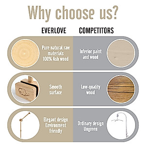 EVERLOVE | Wooden Mobile Arm for Crib - Baby Mobile Holder for Crib - Baby Mobile Hanger for Crib (100% Ash Wood)