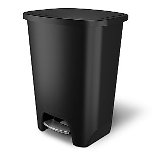 Glad 20 Gallon Trash Can - Plastic Kitchen Waste Bin with Odor Protection of Lid, Premium Stainless Steel Step On Foot Pedal and Garbage Bag Rings, Black