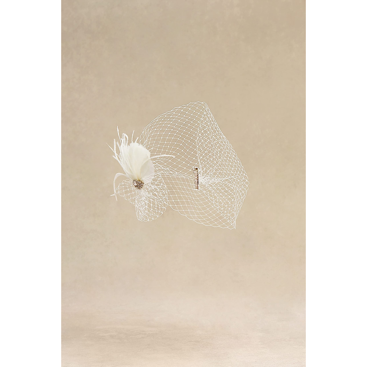 BABEYOND Veil Fascinator Hat for Women Feather Fascinators Hair Clip with Removable Veil Tea Party Hat Bridal Wedding