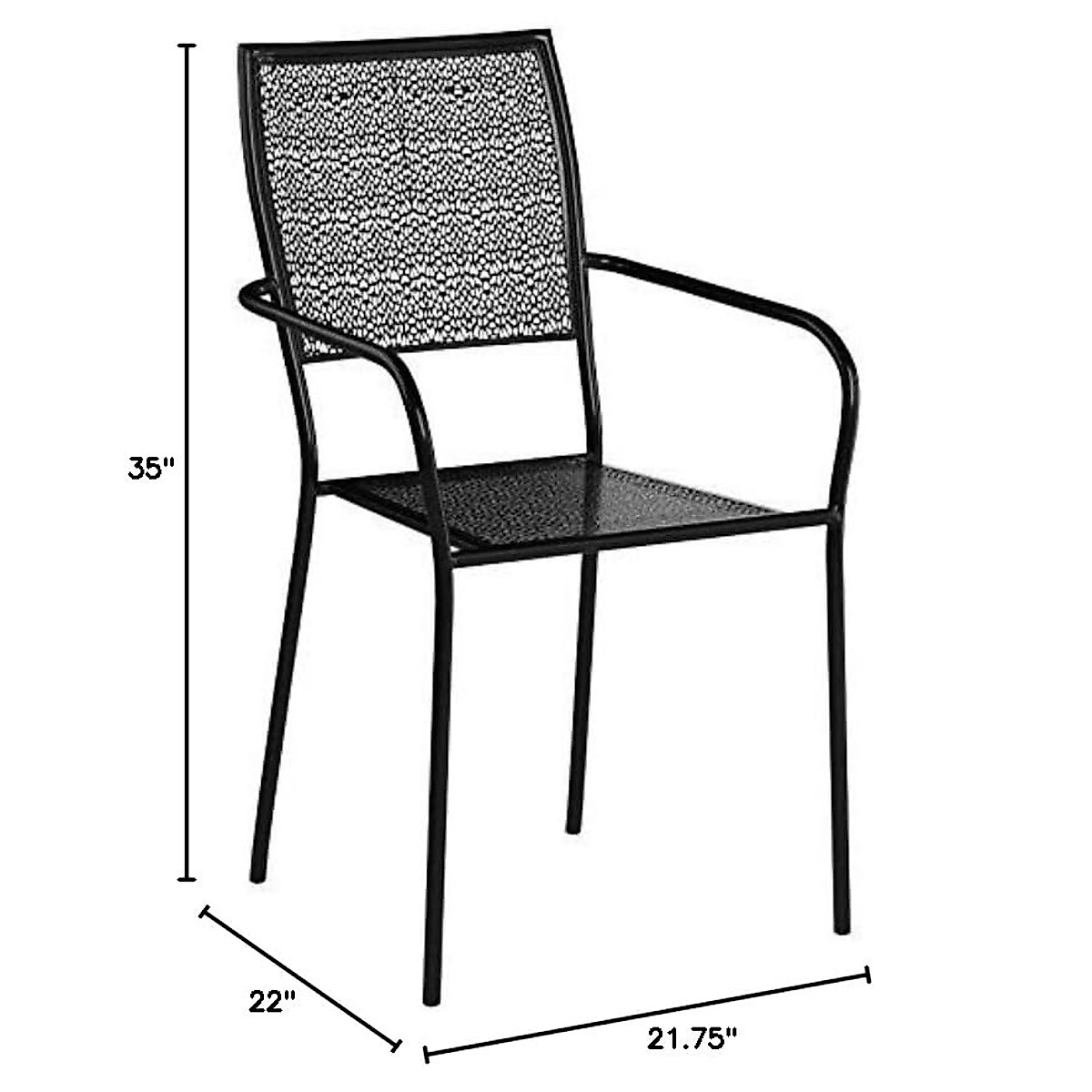 Flash Furniture Oia Commercial Grade 5 Pack Black Indoor-Outdoor Steel Patio Arm Chair with Square Back