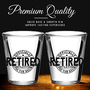 Onebttl Retirement Gifts for Men & Women, Funny Retirement Shot Glasses Set of 2-1.5oz Shot Drinking Glass Retirement Gifts for Couples, Gifts for the Retired - Officially Retired