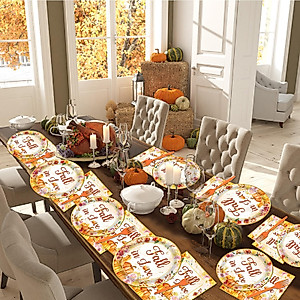 96 Pcs Fall Bridal Shower Plates and Napkins Party Supplies Fall In Love Party Tableware Set Autumn Floral Pumpkin Theme Party Decorations Favors for Bridal Shower Anniversary Engagement for 24 Guests