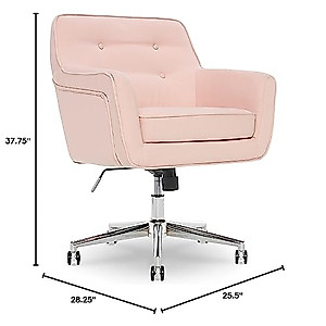 Serta Style Ashland Home Office Chair, Party Blush Pink Twill Fabric