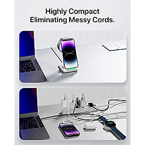 Intoval Wireless Charging Station, 3 in 1 Charger for Apple iPhone/iWatch/Airpods,iPhone15 14,13,12,11 (Pro,Pro Max)/XS/XR/XS,iWatch9/8/Ultra2-1/7/6/SE/5/4/3/2,Airpods Pro2/Pro1/3 (A3,White)