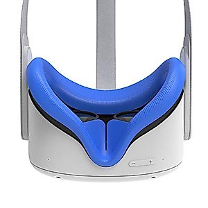 AMVR Face Cushion Pad Replacement for Oculus Quest 2, Silicone Face Cover for Meta Quest 2 Headset, Sweatproof Washable Lightproof Anti-Leakage VR Face Plate Mask Accessories (Blue, Only Cover)