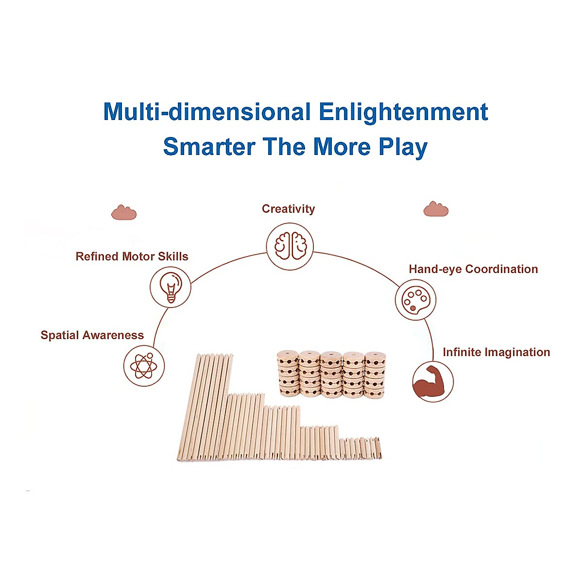 OUJILA Wooden Building Blocks for Kids Ages 4-8, STEM Preschool Learning Toys for Children, Educational Creative Construction Gift for Boys and Girls, 60 Pcs