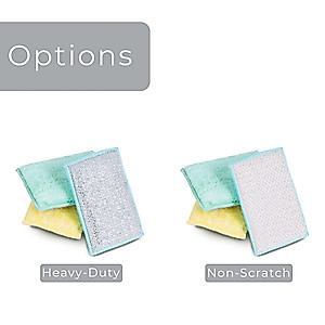 Smart Design Heavy Duty Scrub Sponge with Bamboo Odorless Rayon Fiber - Set of 9 - Ultra Absorbent - Soft and Metallic Scrub - Cleaning, Dishes, and Hard Stains - Spring - Yellow, Mint, Blue