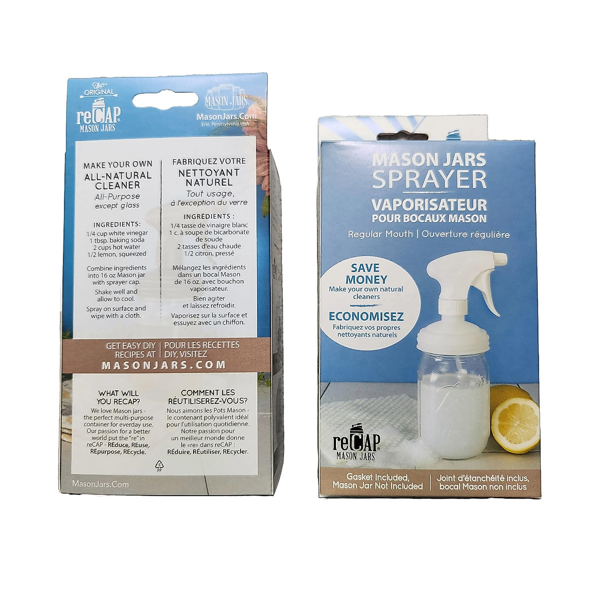 reCAP® Mason Jars Sprayer, Regular, Natural - 2 Pack