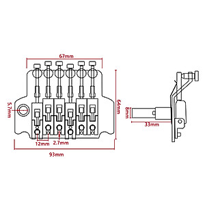 Black Electric Guitar Tremolo Bridge with Bar Double Strat Locking for Floyd Rose Type