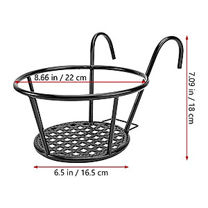 Yardwe Over The Rail Flower Pot Holder for Railings Planter Iron Fence Planters Hanging Planter Pot Container 16.5x10.5x20cm (Black)