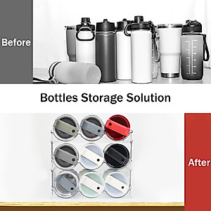 Sisfung Water Bottle Organizer for Cabinet, Water Bottle Storage for Kitchen Organization (2 Tier).