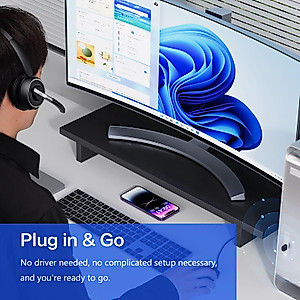 PrancyBt Bluetooth Headset, Wireless Headset with Microphone for PC, V5.2 Computer Headset with Noise Cancelling Mic, USB Dongle, Charging Base & Mute Button for Work, Cell Phones, Computer (Black)