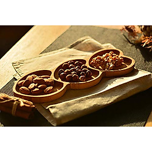 MORP, Heart Shaped Wood Tray, Divided Serving Trays & Platters, Wooden Diet Dish Platter, Cracker Appetizer Plate, Perfect Valentine Day Gift, food and cookie board, Fruit Snack Tray, Natural