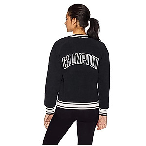 Champion Women's Sherpa Full Zip Jacket, Black, Medium