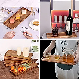 SHENGTIAN Acacia Wood Serving Trays (14 X 5.5 Inches) Rectangular Wooden Serving Platters for Home Decor, Food, Vegetables, Fruit, Charcuterie, Appetizer Serving Tray, Cheese Board (1PCS,13.78in)