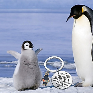 WSNANG Penguin Gifts Keychain Inspirational Penguin Gifts for Penguin Lovers You are Braver Stronger Smarter Than You Think Keychain Penguin Lover Gift Friends Gifts (keychain)