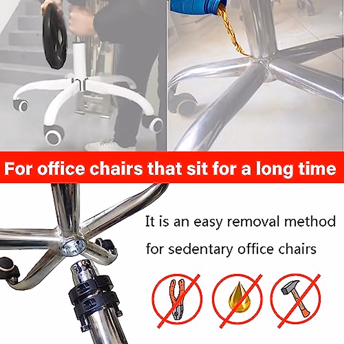 Gjpwyfdc Office Chair Cylinder Replacement Tool, Chair Base Removal Tool, Suitable for Office Chairs That Have Been Used for A Long Time. (Black-Big)