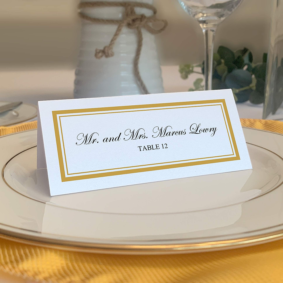 Double Line Border Printable Place Cards, Gold (Choose Color), Set of 60 (10 Sheets), Laser & Inkjet Printers - Wedding, Party, Dinner, and Special Events - Made in the USA