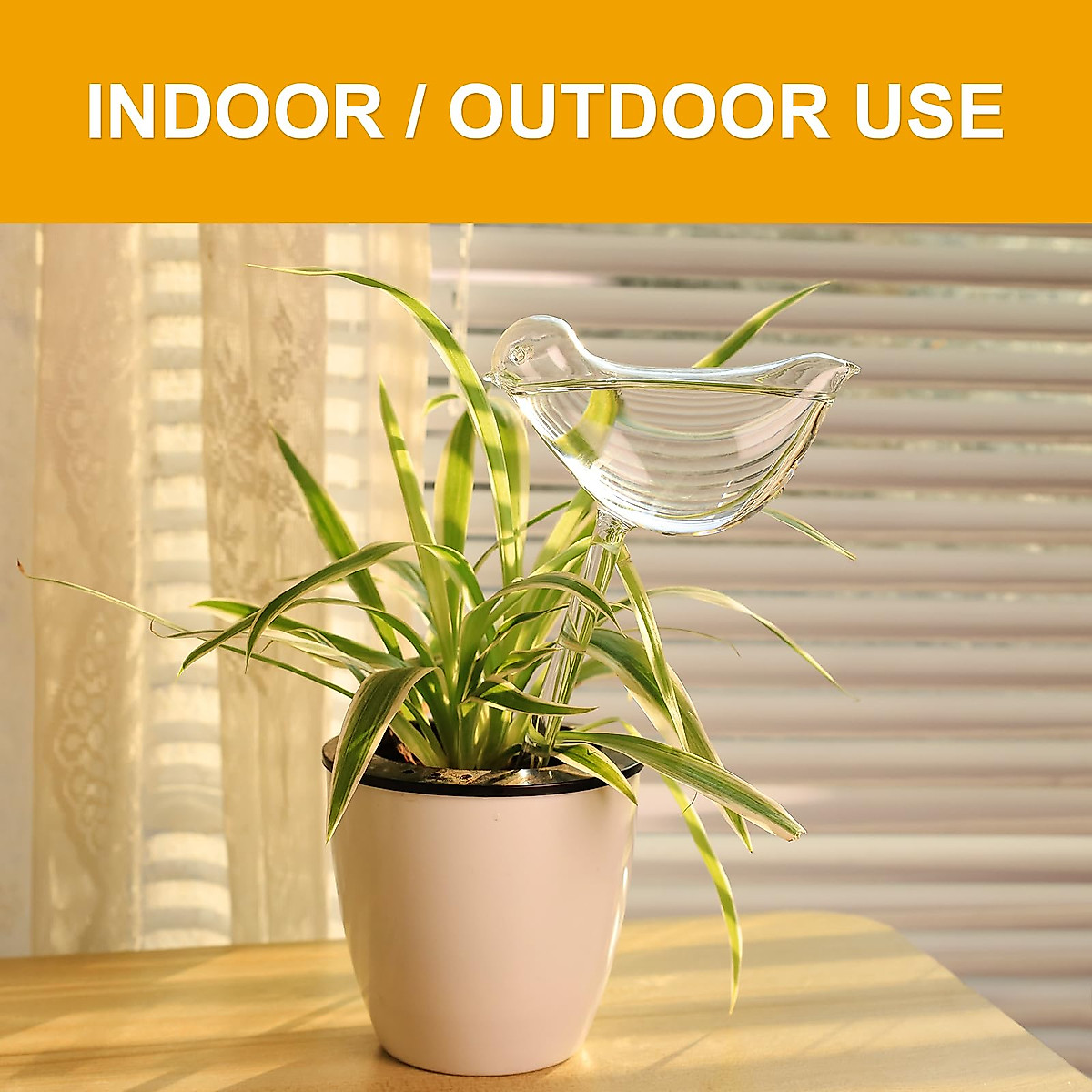 KiKiHeim Plant Watering Globes Self Watering Planter Insert, Clear Glass Bird Shape Water Bulbs, Self Watering Globes for Indoor Plants, Gifts for Plant Lovers