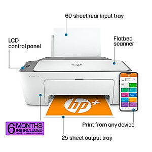HP DeskJet 2755e Wireless Color All-in-One Printer with bonus 6 months Instant Ink (26K67A)