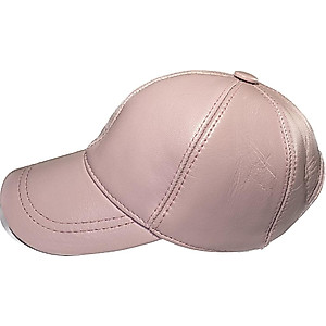 Leather Hat Adjustable Men's Genuine Leather Plain Baseball Cap for Outdoor Sports Hat Classic Referee Cap Pink