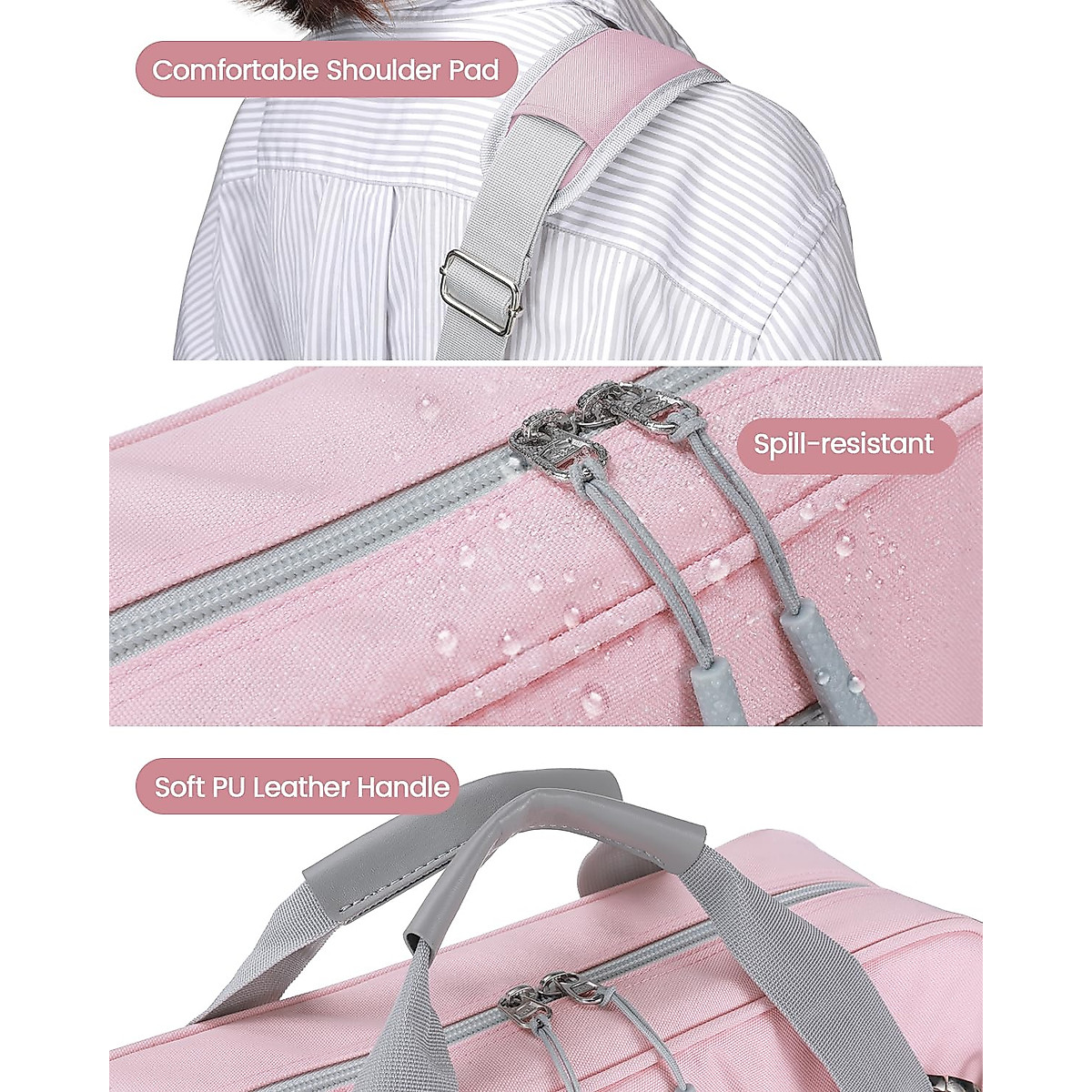 egiant 3 Inch 3 Ring Zipper Binder with Shoulder Strap & Durable Handle & Multi-Pocket - 3" Binder with Zipper for School Girl & Boy,Compatible with 13-Inch MacBook/Tablet-Patent Design Pink