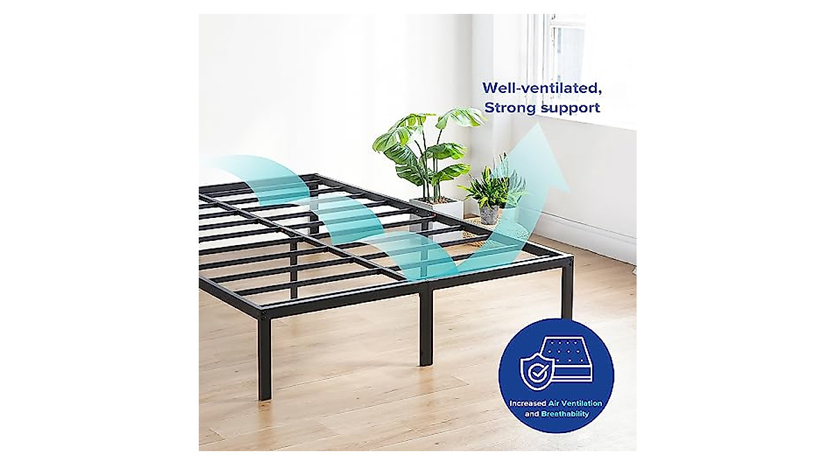 Heavy Duty King Steel Slat Bed Frame - No Box Spring Needed