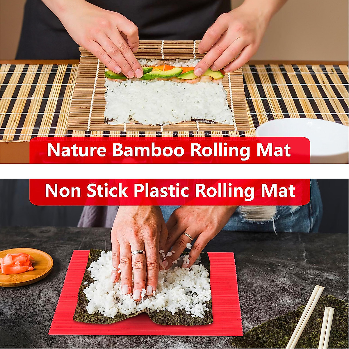Albino monkey Sushi Making Kit - Elevate Your Sushi Skills in Minutes! Includes New Upgraded Sashimi Knife & Sushi Maker Bazooka, 2 Mats, Nigiri Tool, and More – Perfect for Beginners