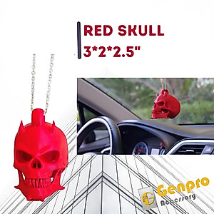 Skeleton Skull Car Accessory Miror Accesory 3 * 2 * 2,5" (Red)