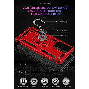 SunRemex Galaxy A53 5G Case [Military Grade] with Tempered Glass Protector & Kickstand - Red