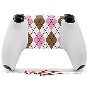 WraptorSkinz Skin Wrap compatible with Sony PS5 DualSense Controller Argyle Pink and Brown (CONTROLLER NOT INCLUDED)