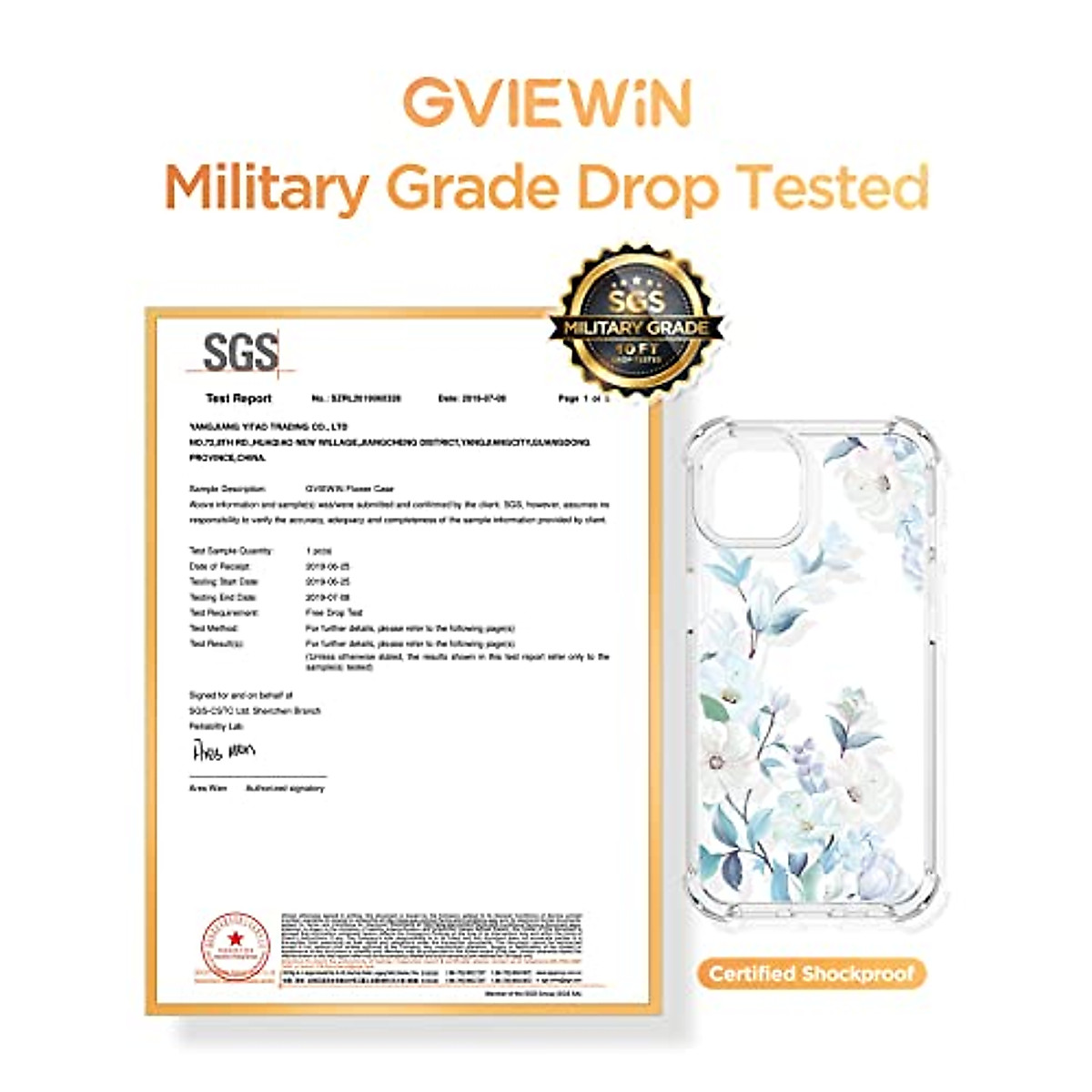 GVIEWIN for iPhone 12 Case and iPhone 12 Pro Case, Clear Floral Flexible Soft TPU Shockproof Women Girls Flower Pattern Phone Case, 6.1" 2020(Hibiscus)